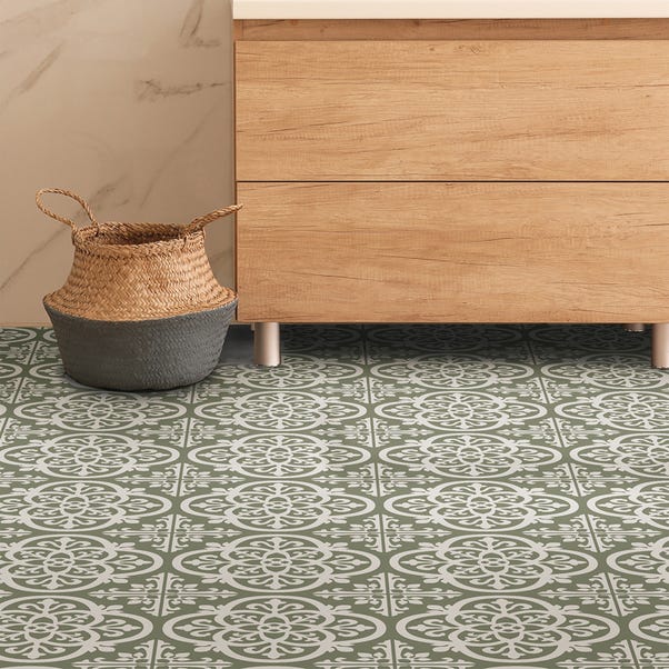 Gothic Sage Floorpops Vinyl Floor Tiles - peel & stick - easy to install